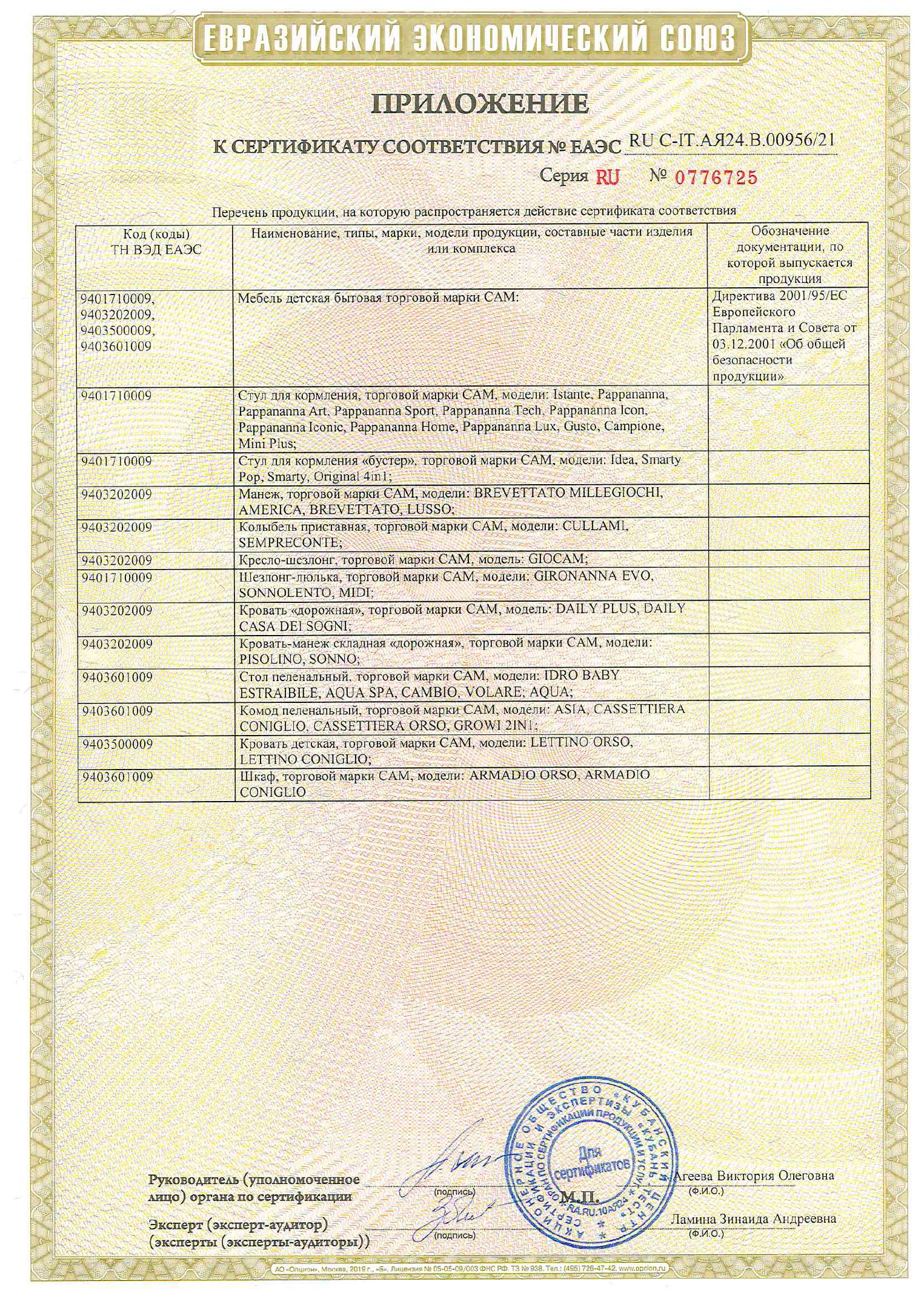 Инструкция, руководство по эксплуатации для стульчик для кормления CAM ...